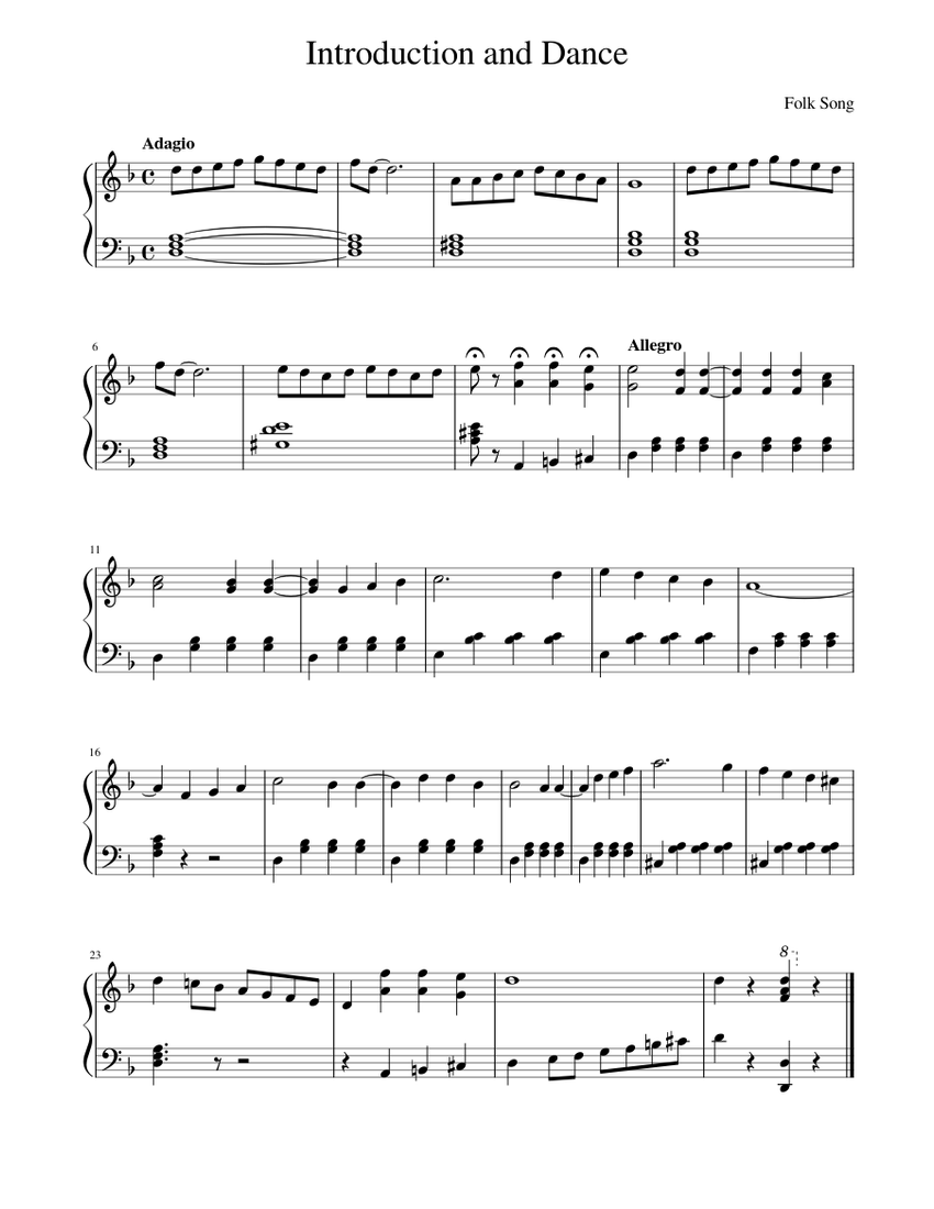 Introduction and Dance – Folk Song Sheet music for Piano (Solo) Easy ...