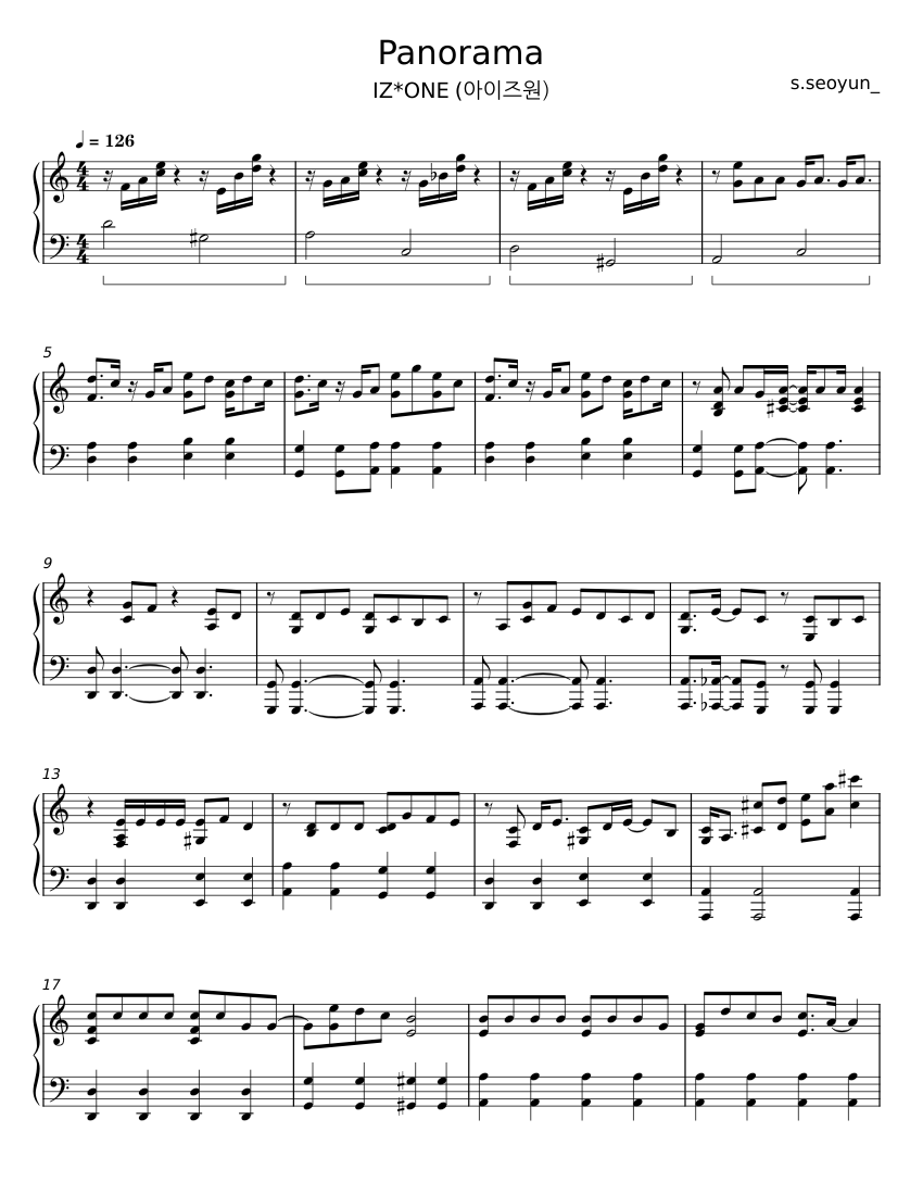 Panorama - IZ*ONE Sheet music for Piano (Solo) | Musescore.com
