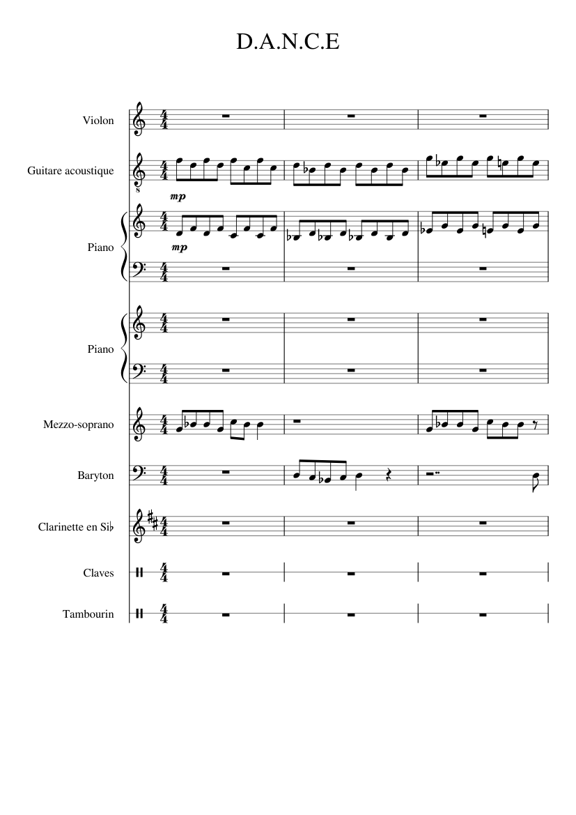 Justice - D.A.N.C.E Sheet Music for Piano, Baritone, Tambourine, Mezzo ...