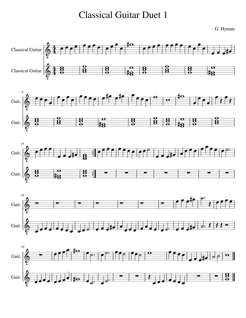 Classical_Guitar_Duet_v1 2 Sheet music for Guitar (Mixed Duet ...