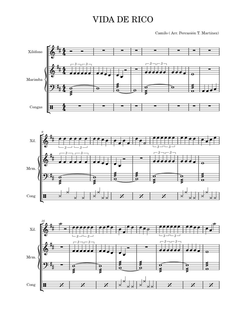 VIDA DE RICO percussion ensemble - piano tutorial