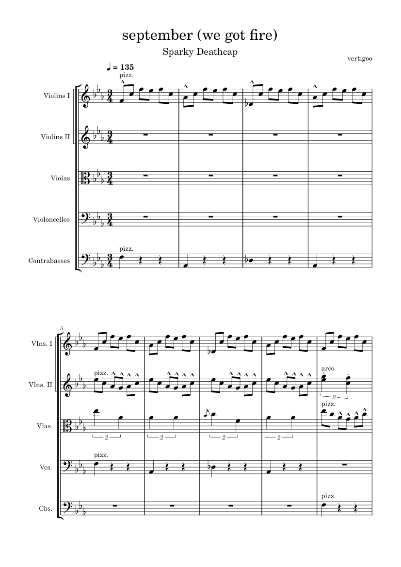 September – Sparky Deathcap (wip) Sheet music for Strings group (String ...