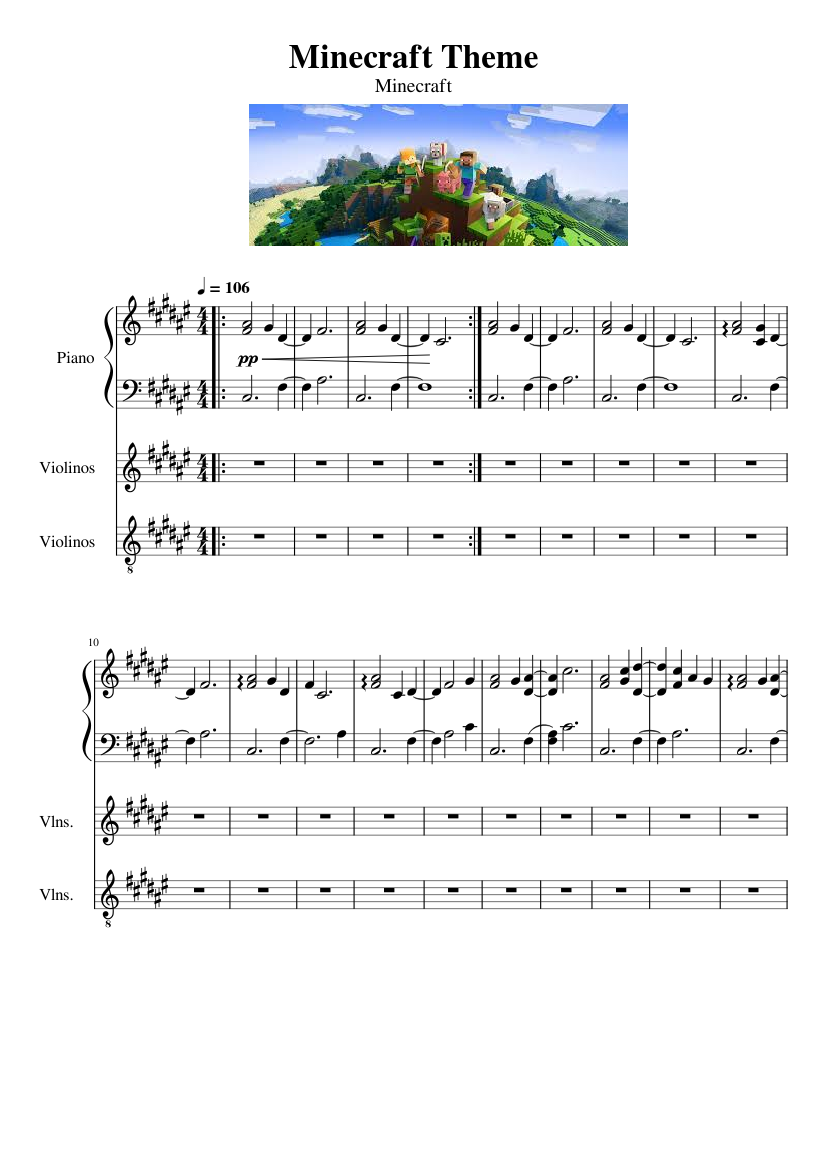 Minecraft Theme Sheet music for Piano, Strings group (Mixed Trio ...