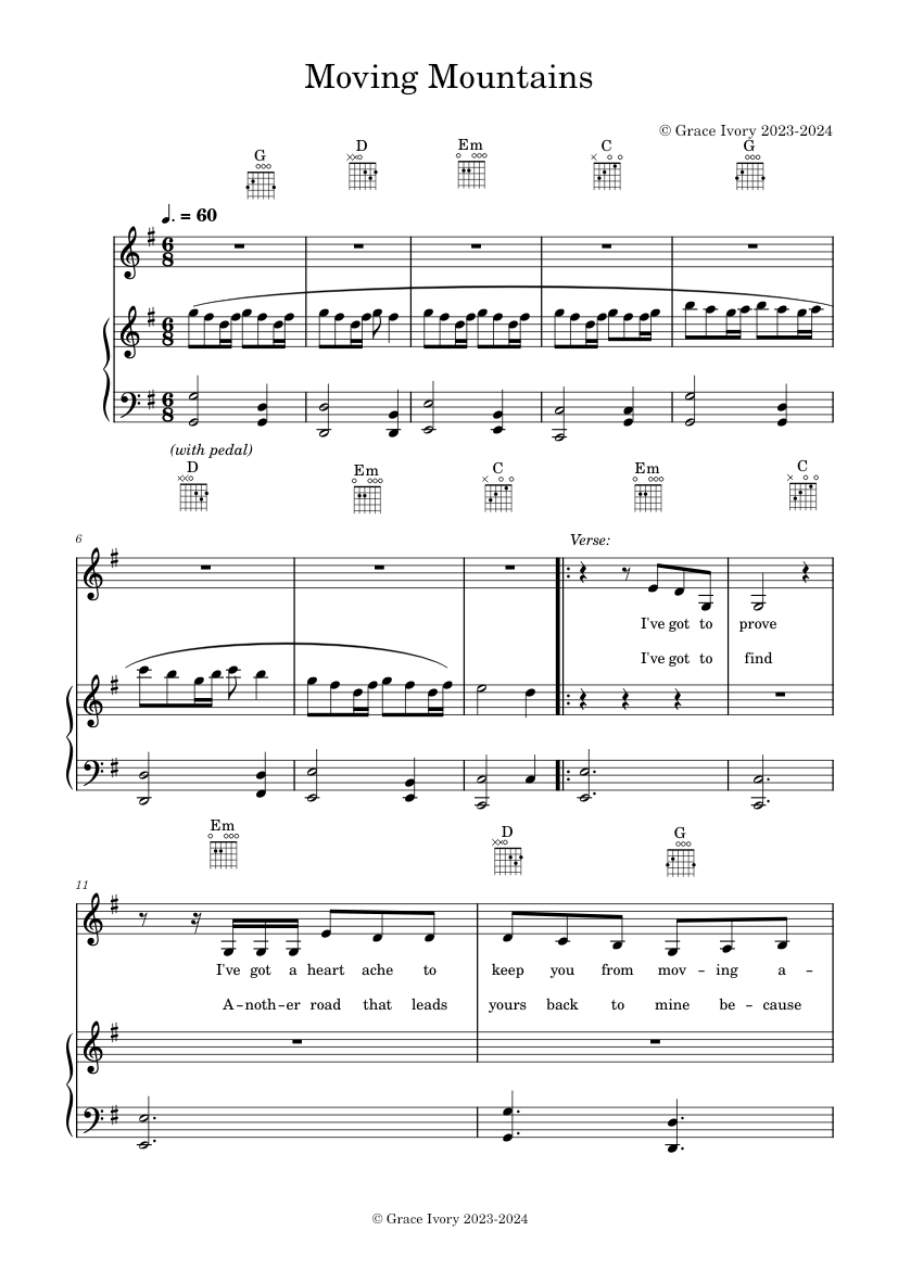 Moving Mountains Sheet music for Piano (Piano-Voice) | Musescore.com