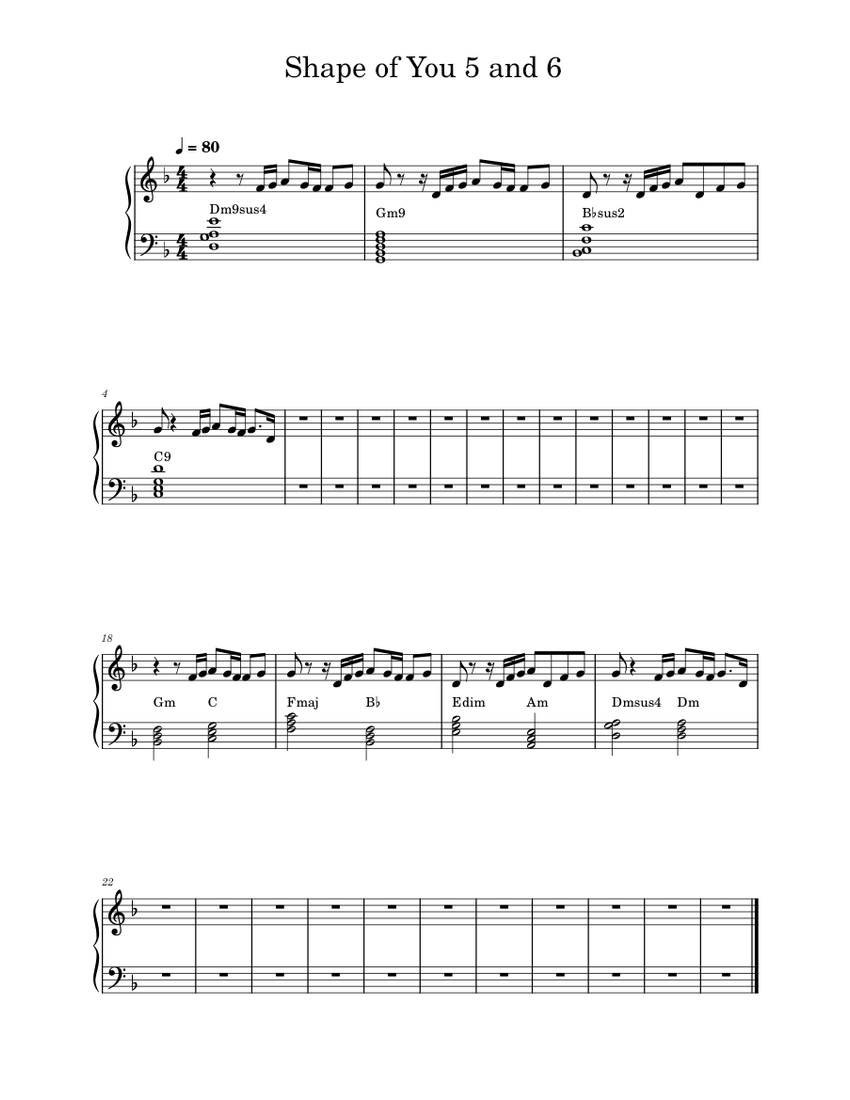 Shape of You 5 and 6 Sheet music for Piano (Solo) Easy | Musescore.com