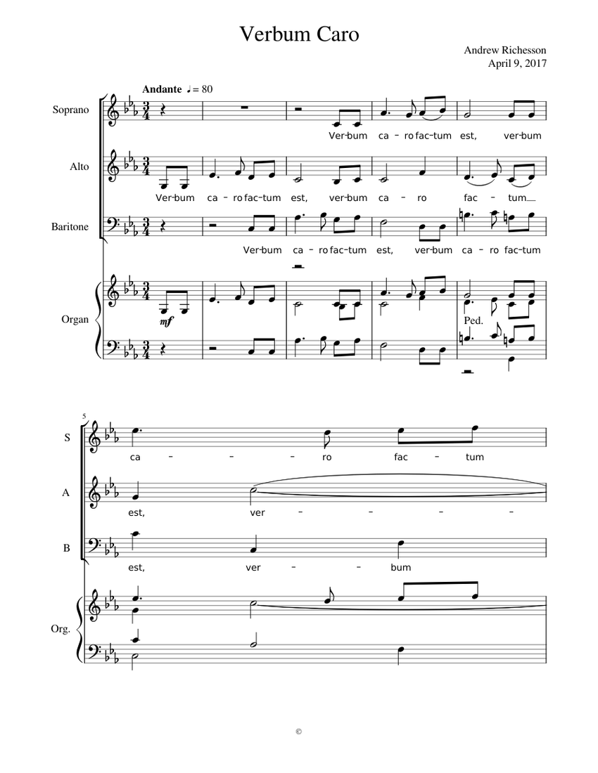 Verbum Caro Factum Est - Andrew Richesson Sheet music for Organ (Solo ...