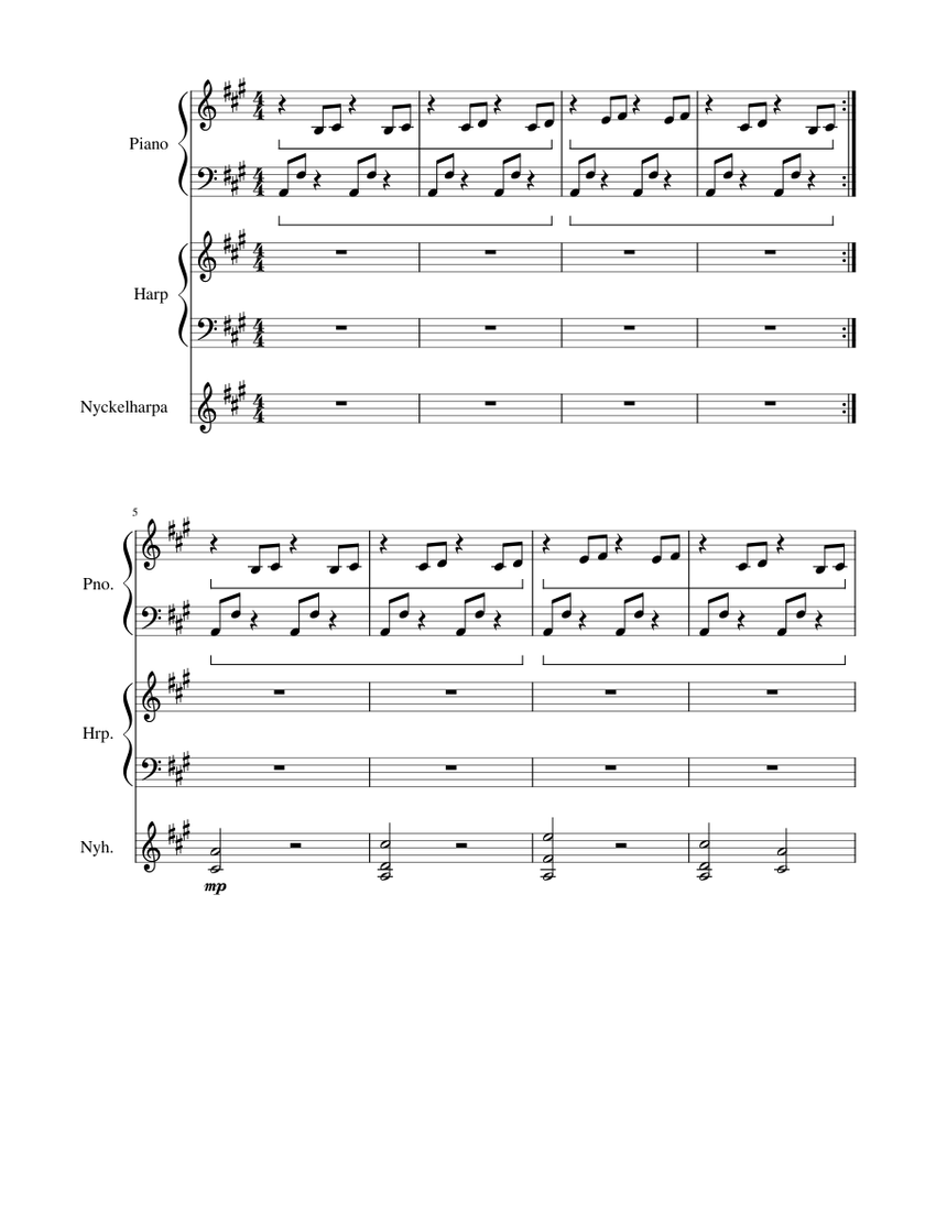Untitled-3 For GCSE Sheet music for Piano, Harp, Nyckelharpa (Mixed ...