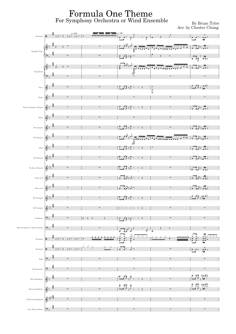 Formula 1 Theme – Brian Tyler For Wind Ensemble Sheet music for Piano, Trombone, Tuba ...