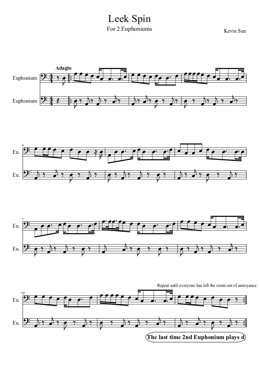 Leek Spin Sheet music for Euphonium (Brass Duet) | Musescore.com