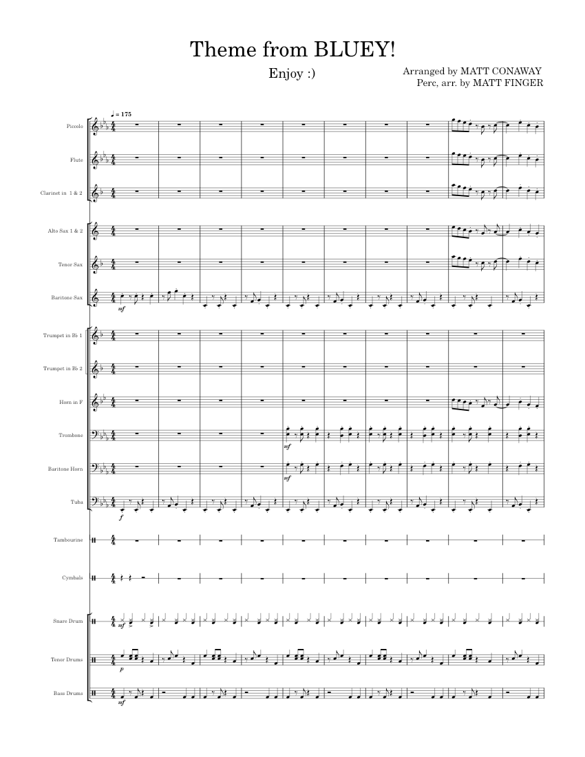 Theme From Bluey, Arranged by Matt Conaway – That1_MusicManiac Sheet ...