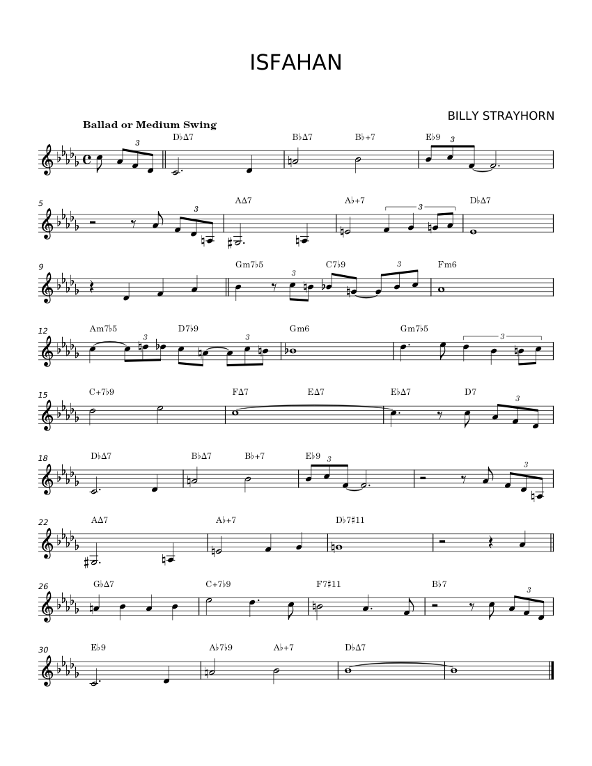 Isfahan - Billy Strayhorn Sheet music for Piano (Solo) Easy | Musescore.com