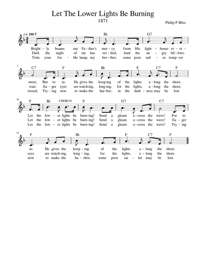 Let The Lower Lights Be Burning Sheet music for Piano (Solo ...