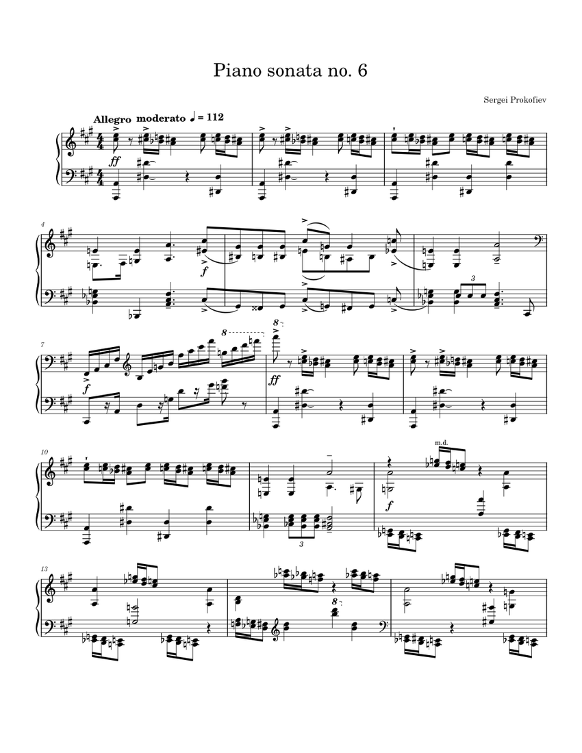 Piano Sonata No.6, Op.82 – Sergei Prokofiev Sheet music for Piano (Solo) | Musescore.com