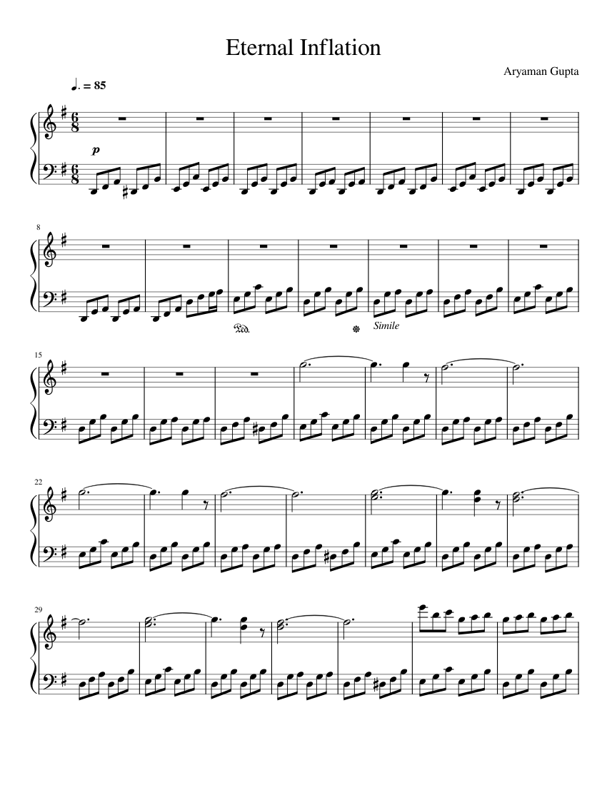 Eternal Inflation - Aryaman Sheet music for Piano (Solo) | Musescore.com