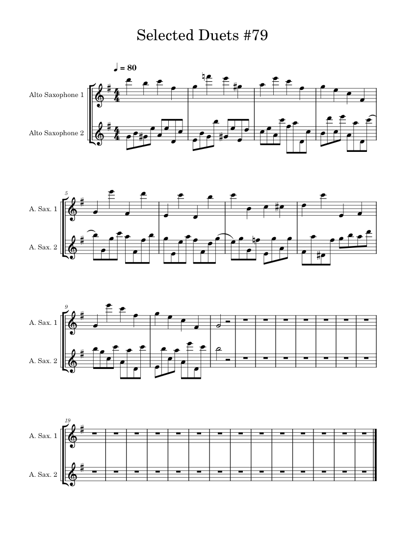 Selected Duets for Saxophone #79 Sheet music for Saxophone alto ...