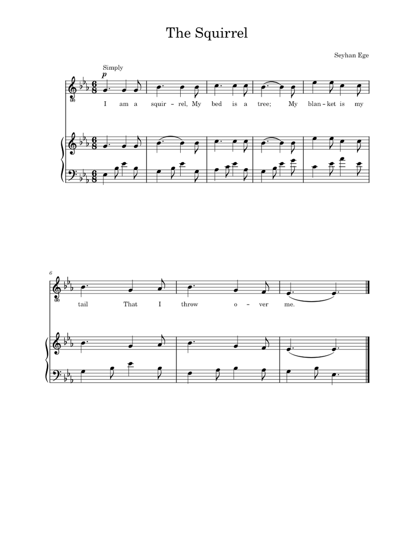 The Squirrel – Seyhan Ege The Squirrel Sheet music for Piano, Vocals ...