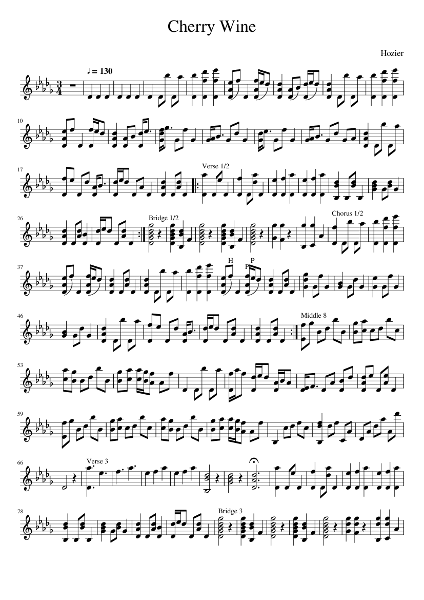 Cherry Wine Sheet Music for Piano (Solo) Easy | MuseScore.com