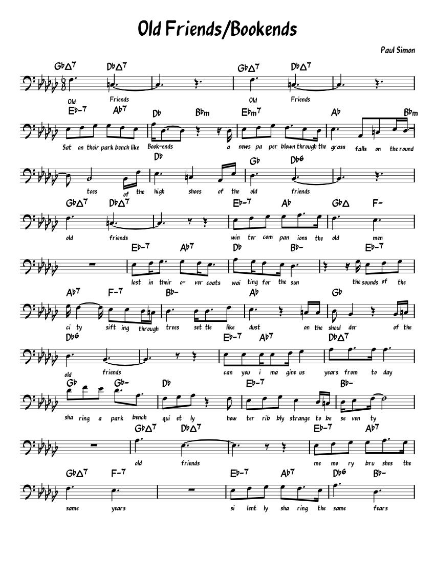 Old_Friends_Bookends Sheet music for Piano (Solo) Easy | Musescore.com