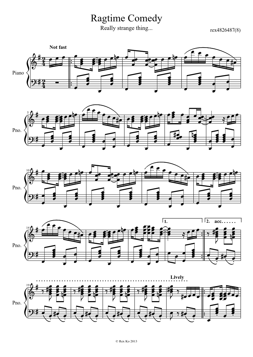 Ragtime Comedy Sheet Music for Piano (Solo) | MuseScore.com