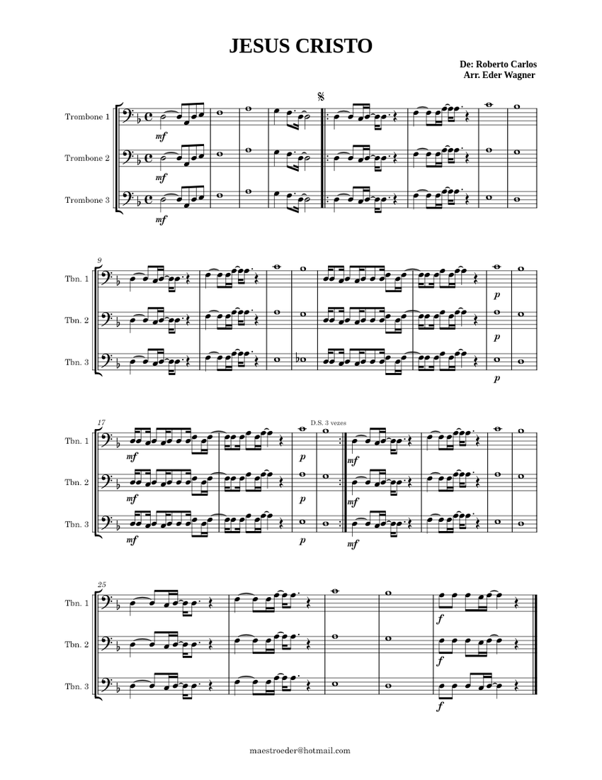 JESUS CRISTO Sheet music for Trombone (Mixed Trio) | Musescore.com