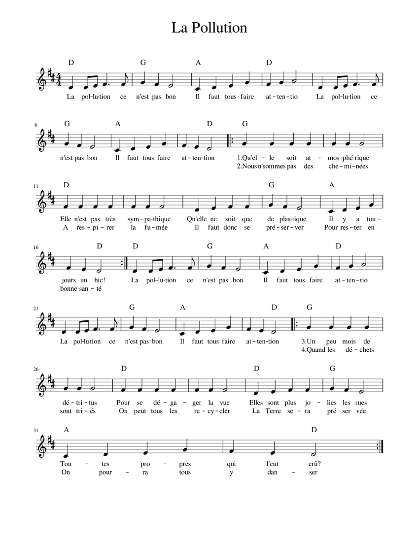 PARTITION La Pollution Sheet music for Piano (Solo) Easy | Musescore.com