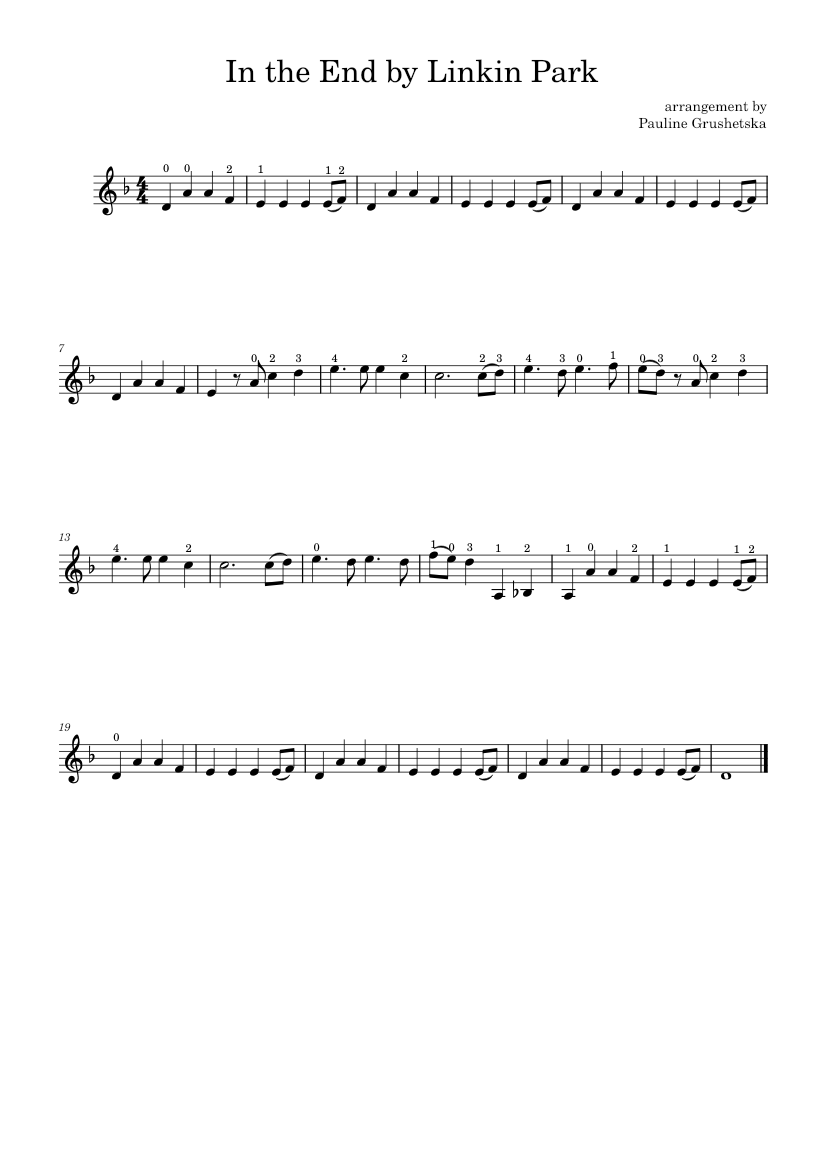 In the end – Linkin Park In the End by Linkin Park Violin sheet music ...