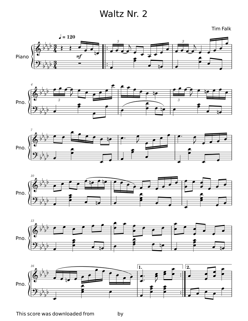 Waltz Nr. 2 – Tim Falk Sheet music for Piano (Solo) | Musescore.com
