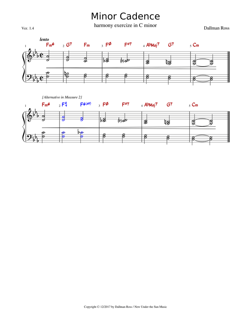 Minor Cadence Sheet music for Piano (Solo) Easy | Musescore.com