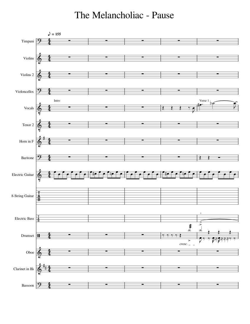 Pause Sheet music for Oboe, Bassoon, French horn, Timpani & more ...
