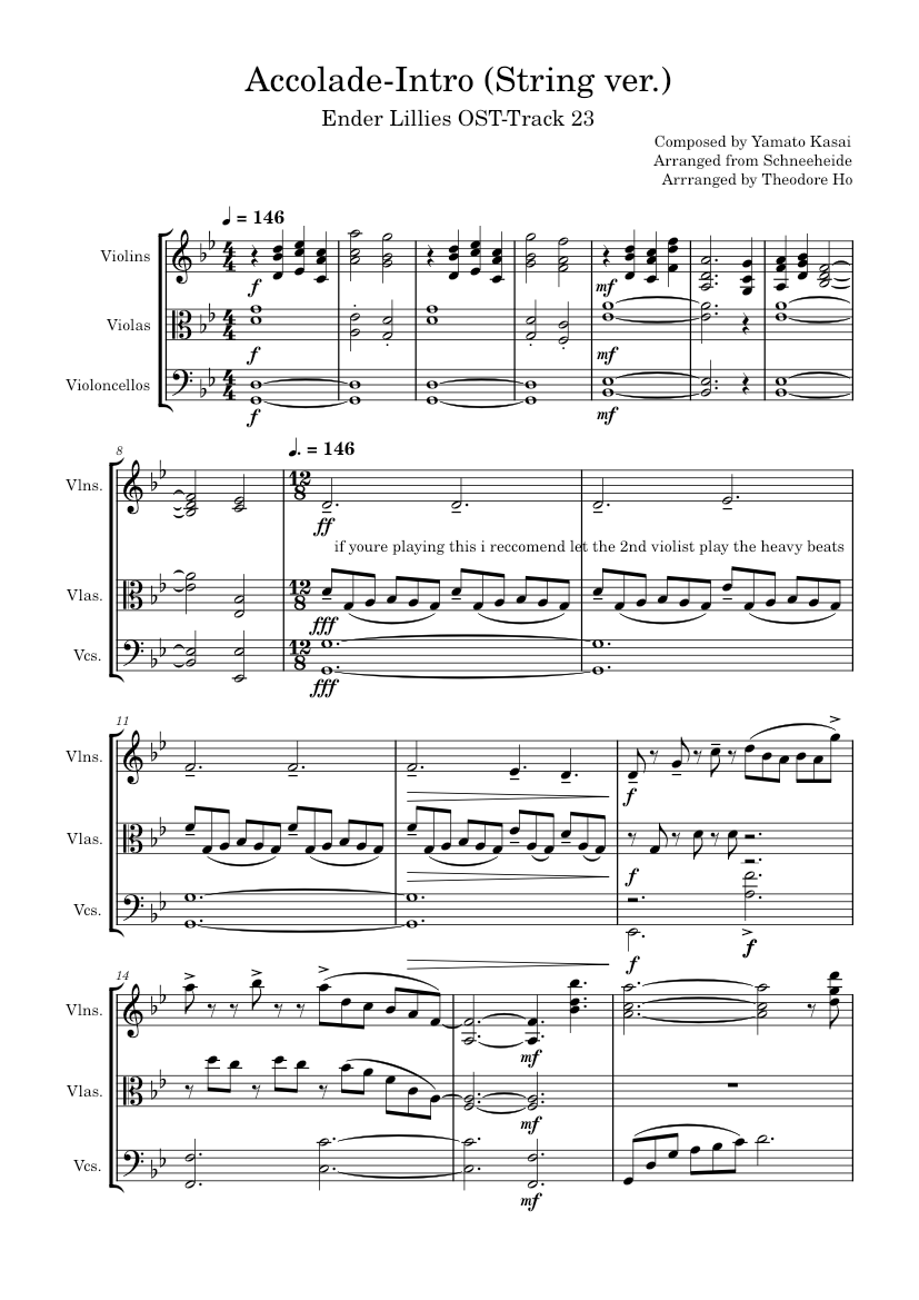 Accolade - Intro – Yamato Kasai Accolade-Intro (String ver.) Sheet music for Strings group ...
