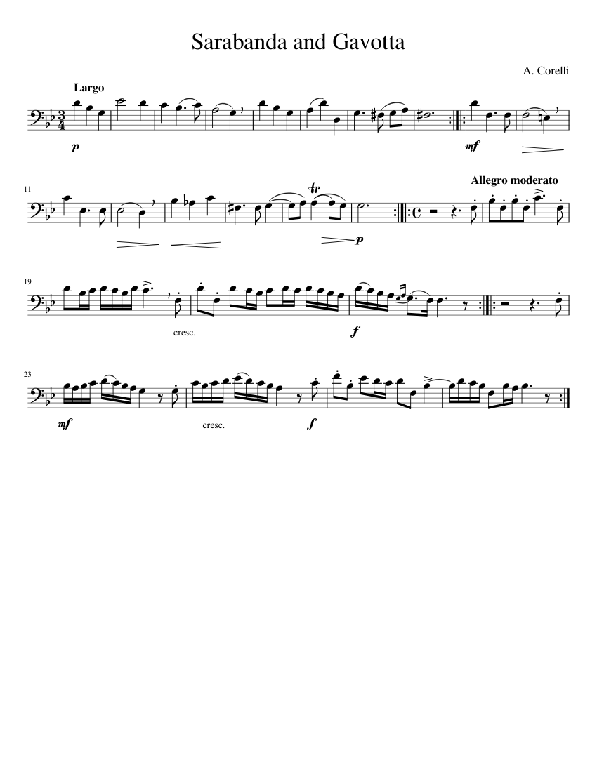 Sarabanda and Gavotta Sheet music for Tuba (Solo) | Musescore.com