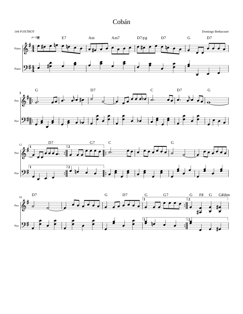 Cobán Sheet music for Piano (Solo) | Musescore.com