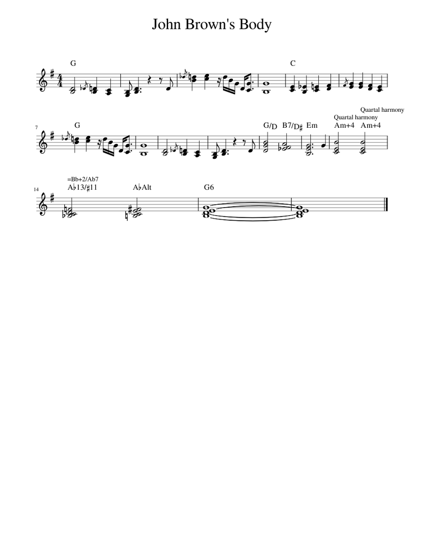 John Brown's Body RH and chords - piano tutorial