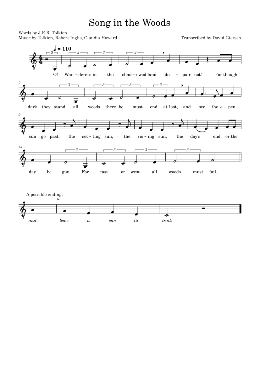 Song in the Woods / O! Wanderers in the shadowed land Sheet music for ...