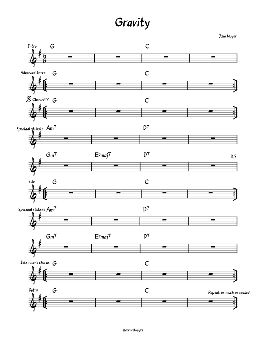 Gravity – John Mayer Sheet music for Piano (Concert Band) Easy ...
