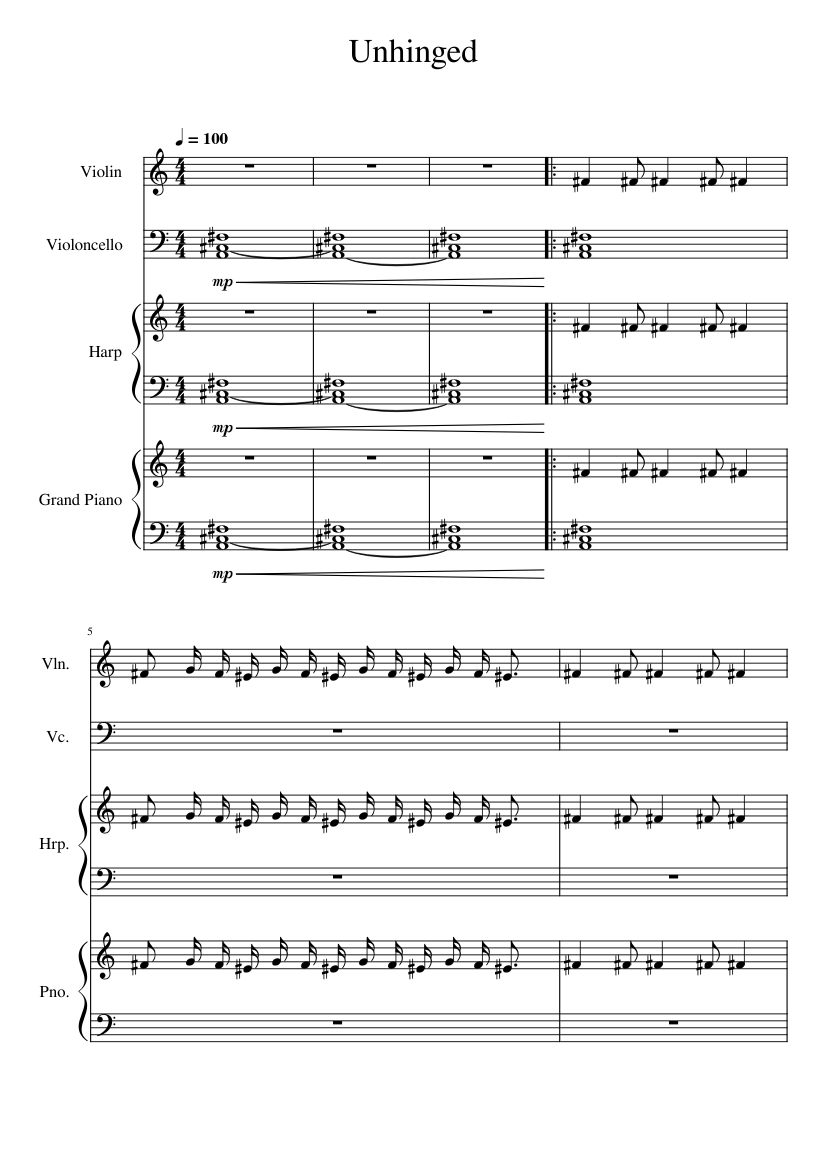 Unhinged – LSPLASH Unhinged (Doors) Sheet Music for Piano, Violin ...