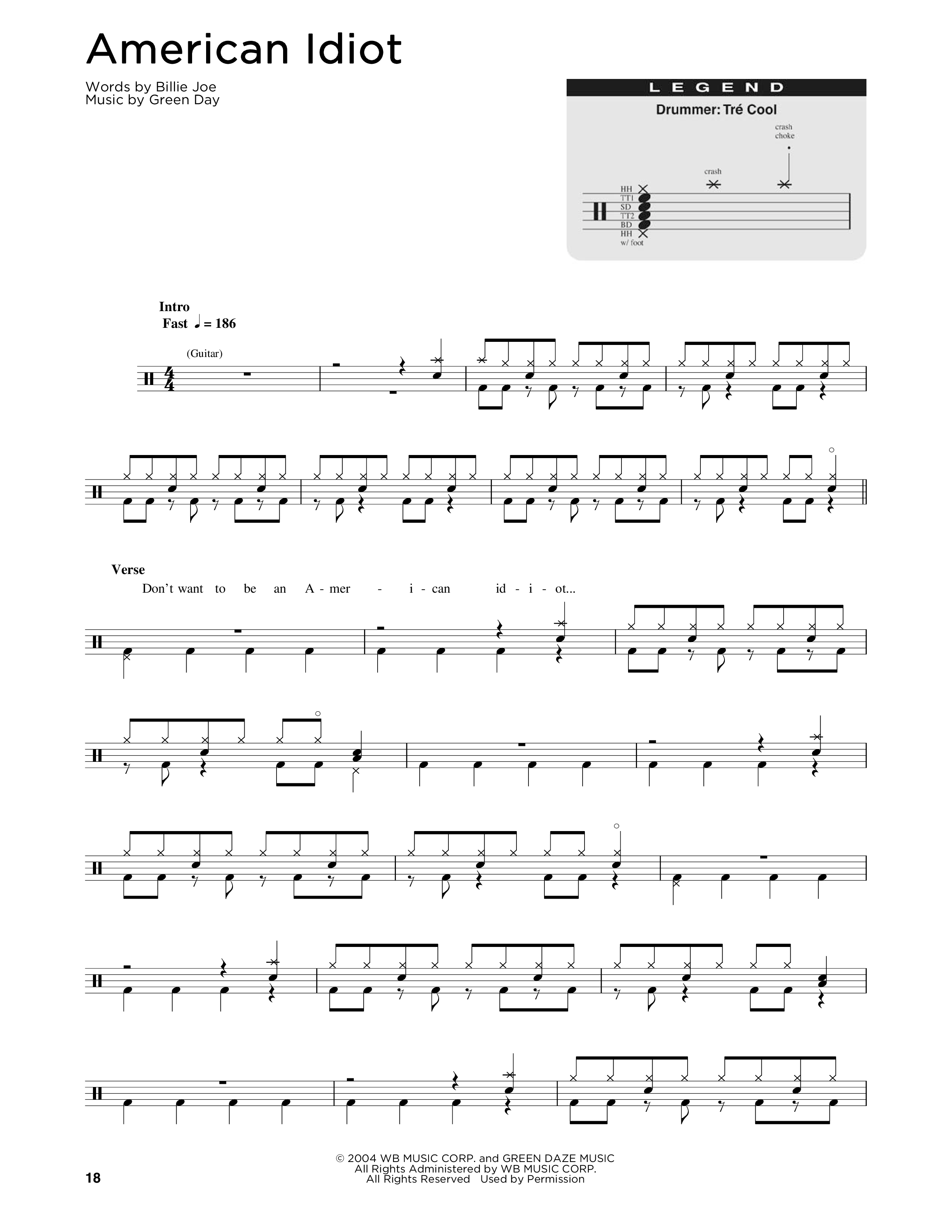Play Official version of American idiot Sheet Music by Green Day for ...