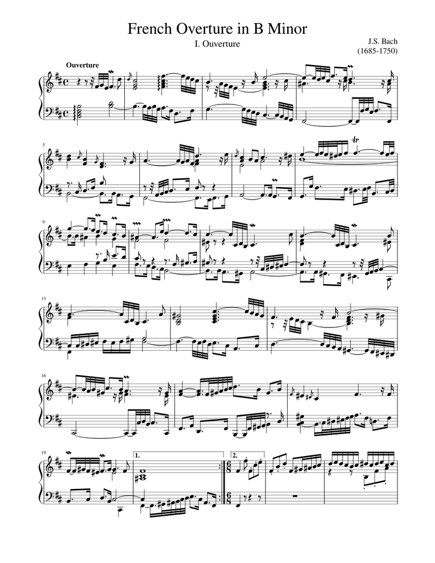 French Overture in B Minor-I. Ouverture Sheet music for Harpsichord ...