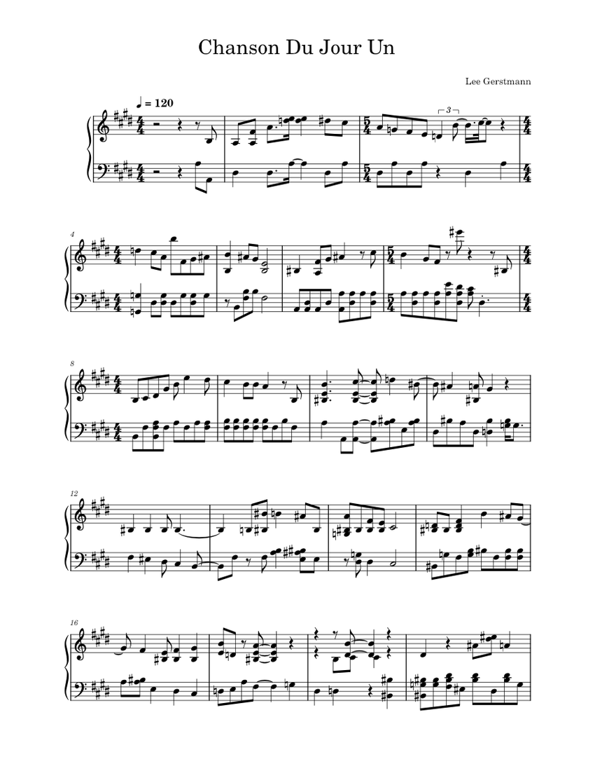 Chanson Du Jour Un Sheet music for Piano (Solo) | Musescore.com