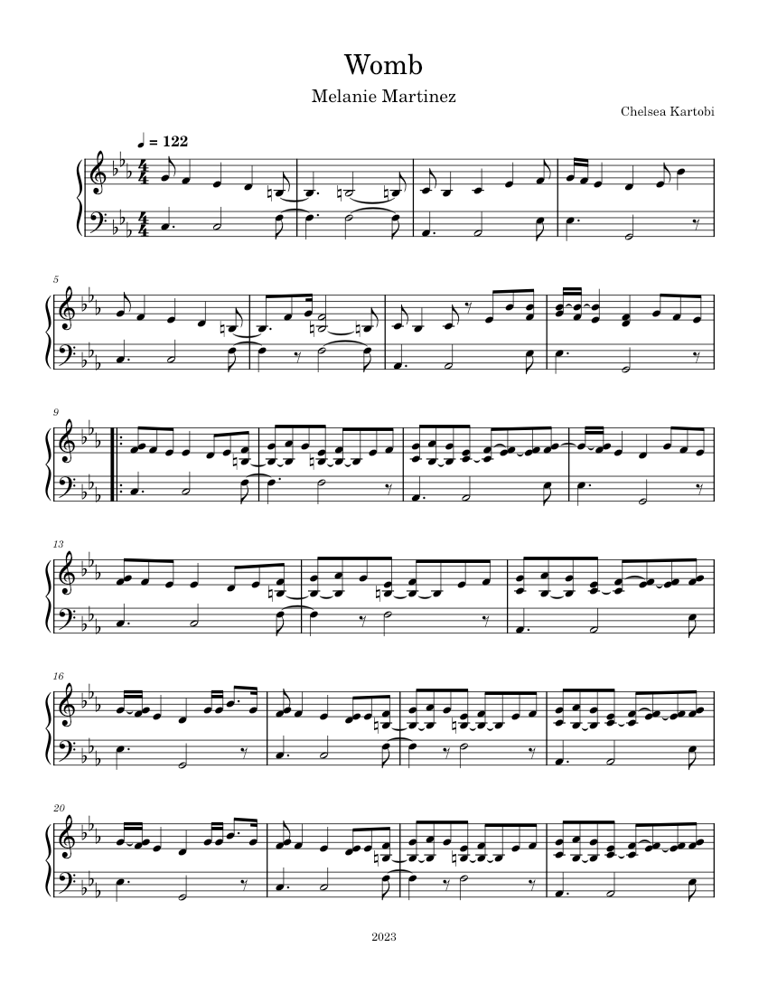 Melanie Martinez- WOMB Sheet Music for Piano (Solo) Easy | MuseScore.com