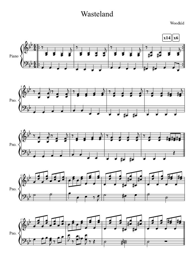 Wasteland Sheet music for Piano (Solo) | Musescore.com