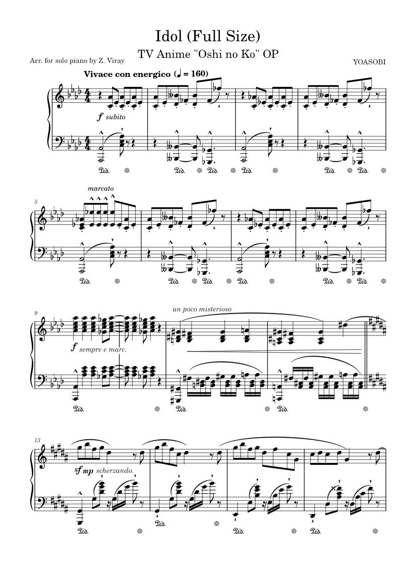 Idol – YOASOBI (Full Size) Sheet music for Piano (Solo) | Musescore.com