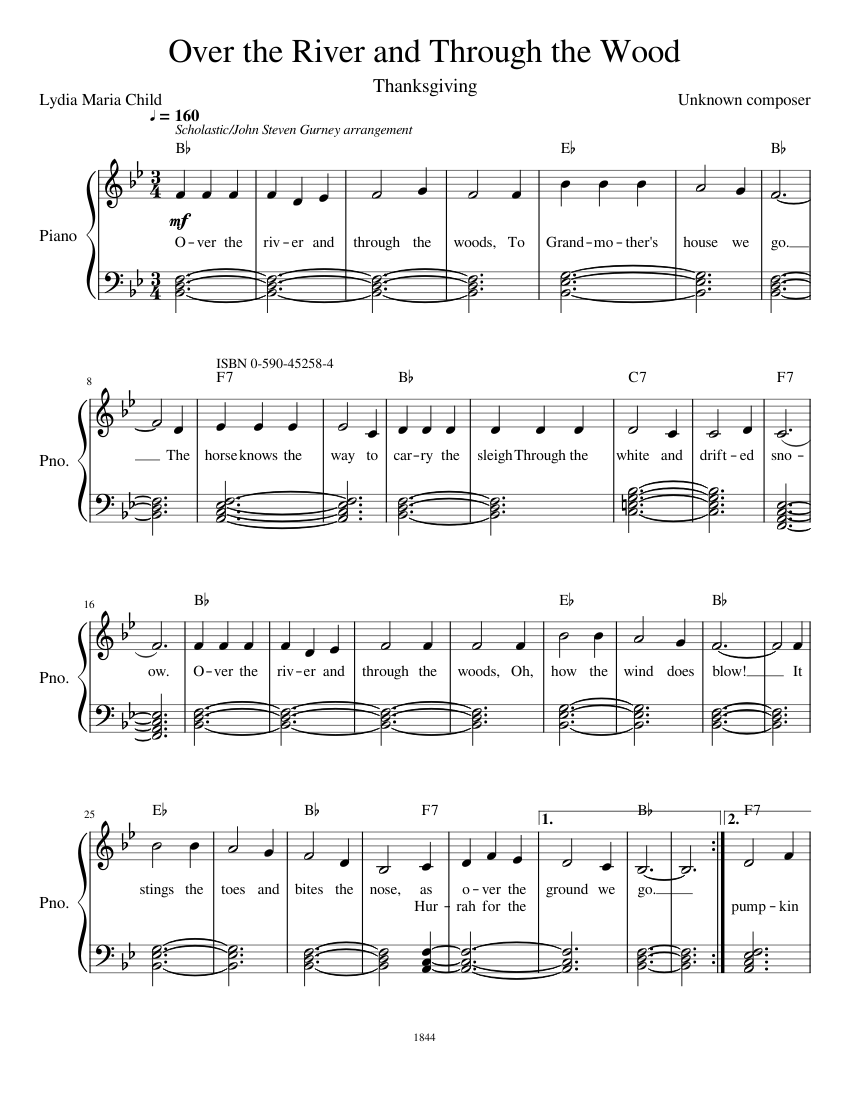 Over the River and Through the Wood Sheet music for Piano, Trombone ...
