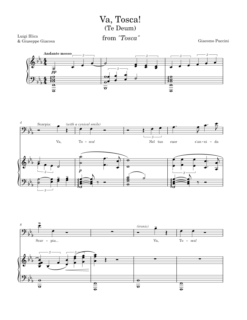 Va, Tosca! (Te Deum), from "Tosca" Sheet music for Piano, Cello (Solo) | Musescore.com