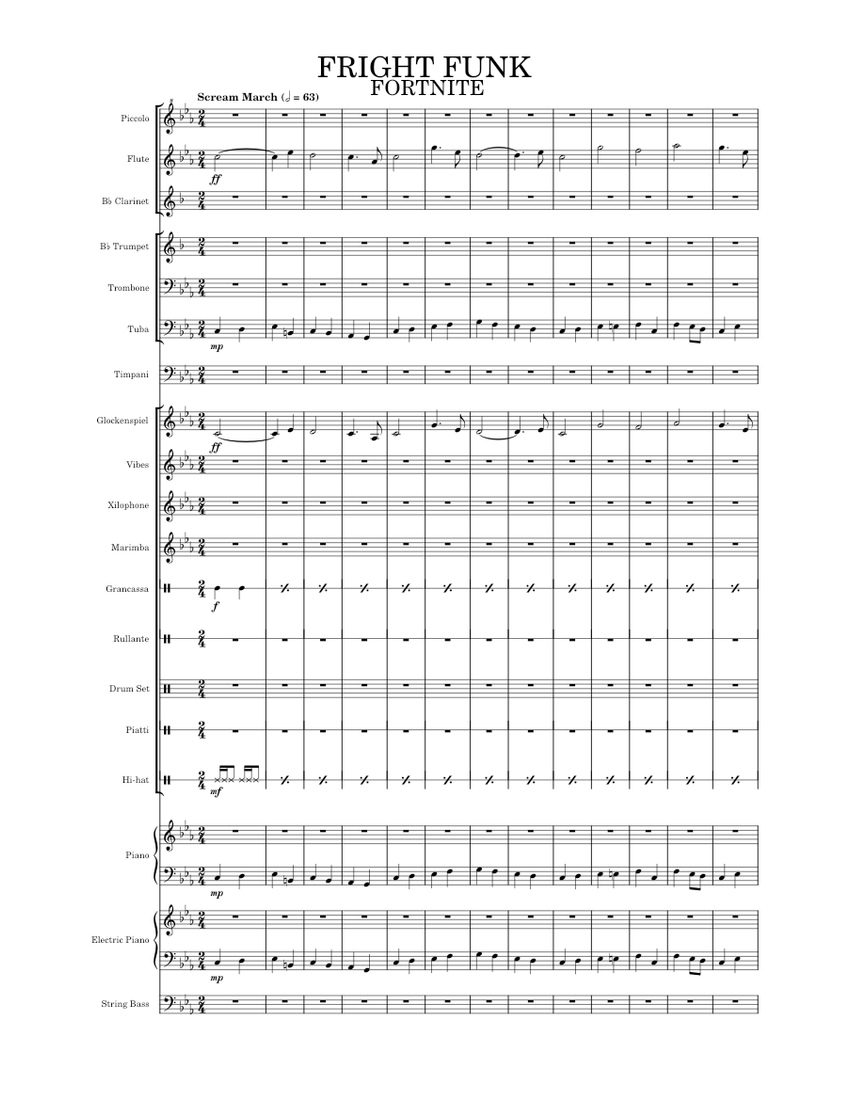Fright Funk (Work In Progress) Sheet music for Piano, Trombone, Flute ...