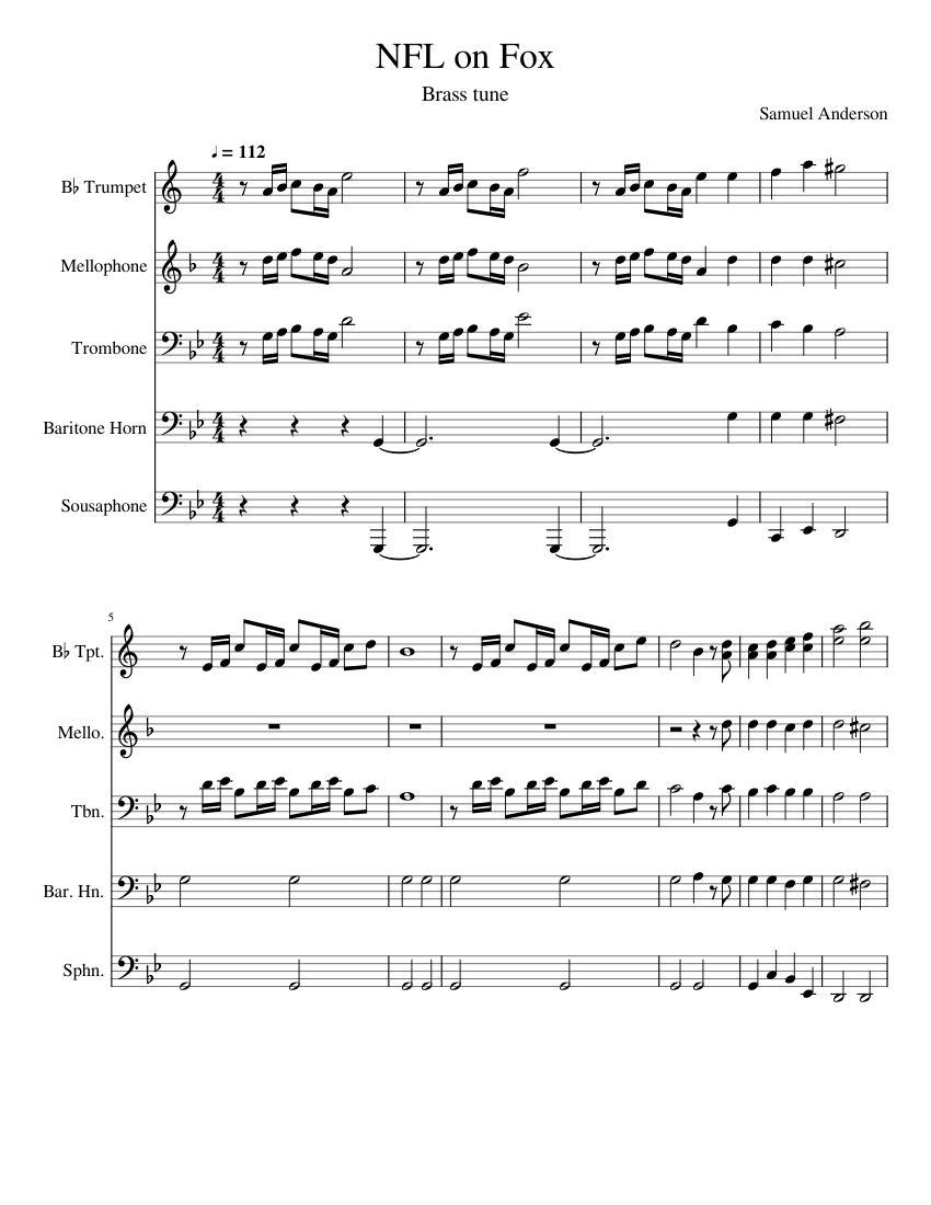 NFL on Fox Sheet music for Trombone, Mellophone, Trumpet in b-flat ...