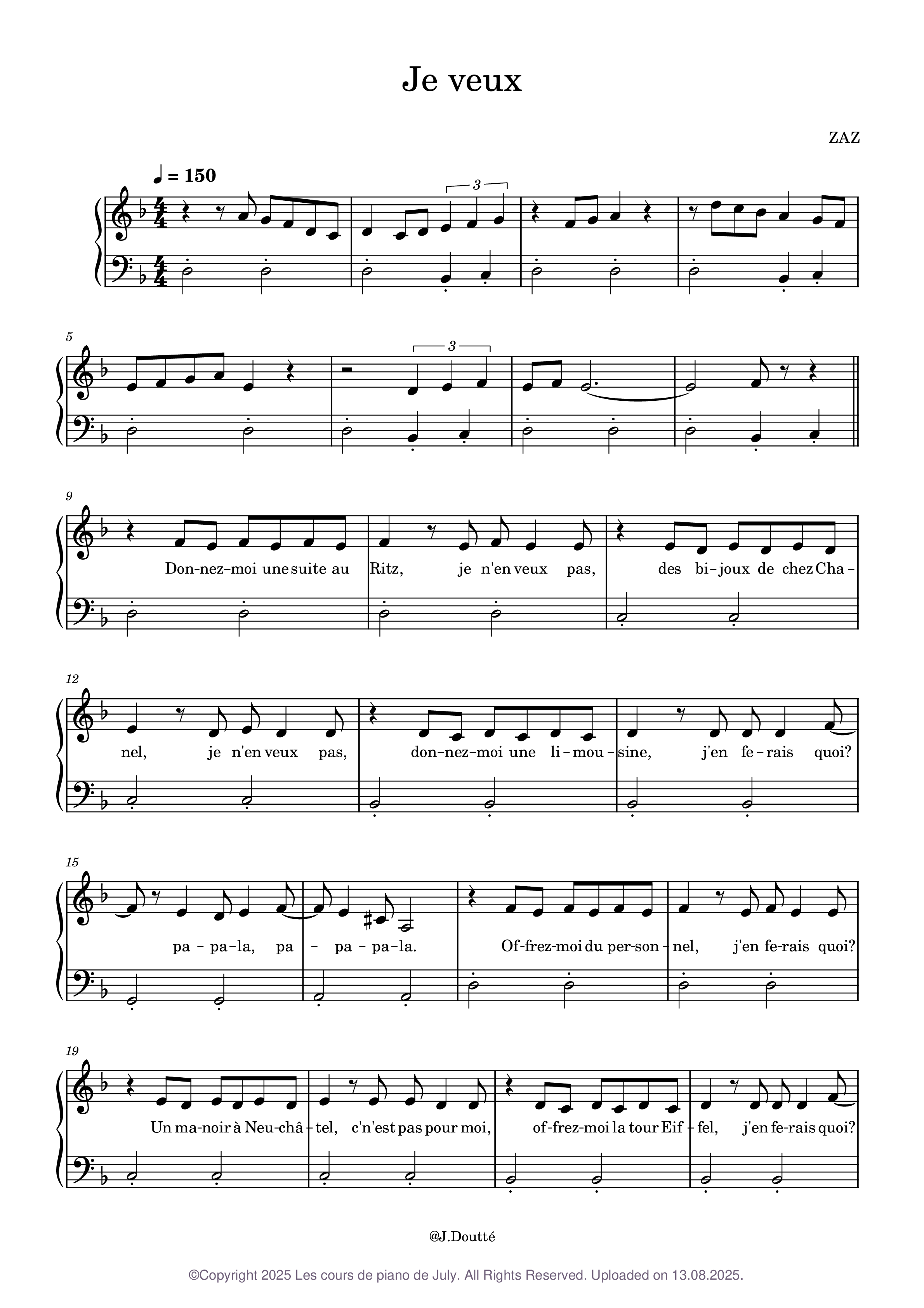 Je veux – Zaz Sheet music for Piano (Piano-Voice) Easy | Musescore.com