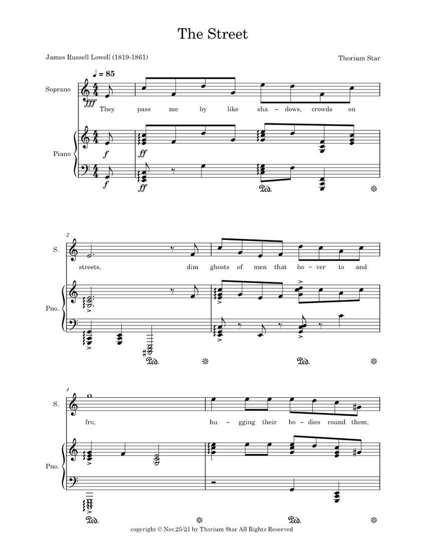 The Street Sheet music for Piano, Soprano (Piano-Voice) | Musescore.com