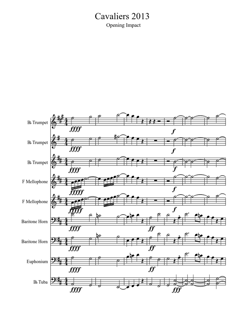 Cavaliers 2013 Opening Impact Sheet music for Tuba, Trumpet other (Mixed Quartet) | Musescore.com