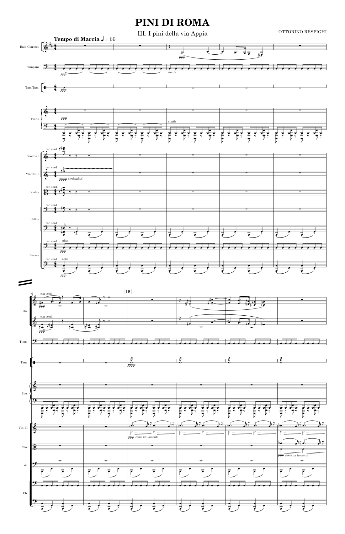 Ottorino Respighi - Pines of Rome: IV. Pines of the Appian Way Sheet music for Piano, Trombone ...